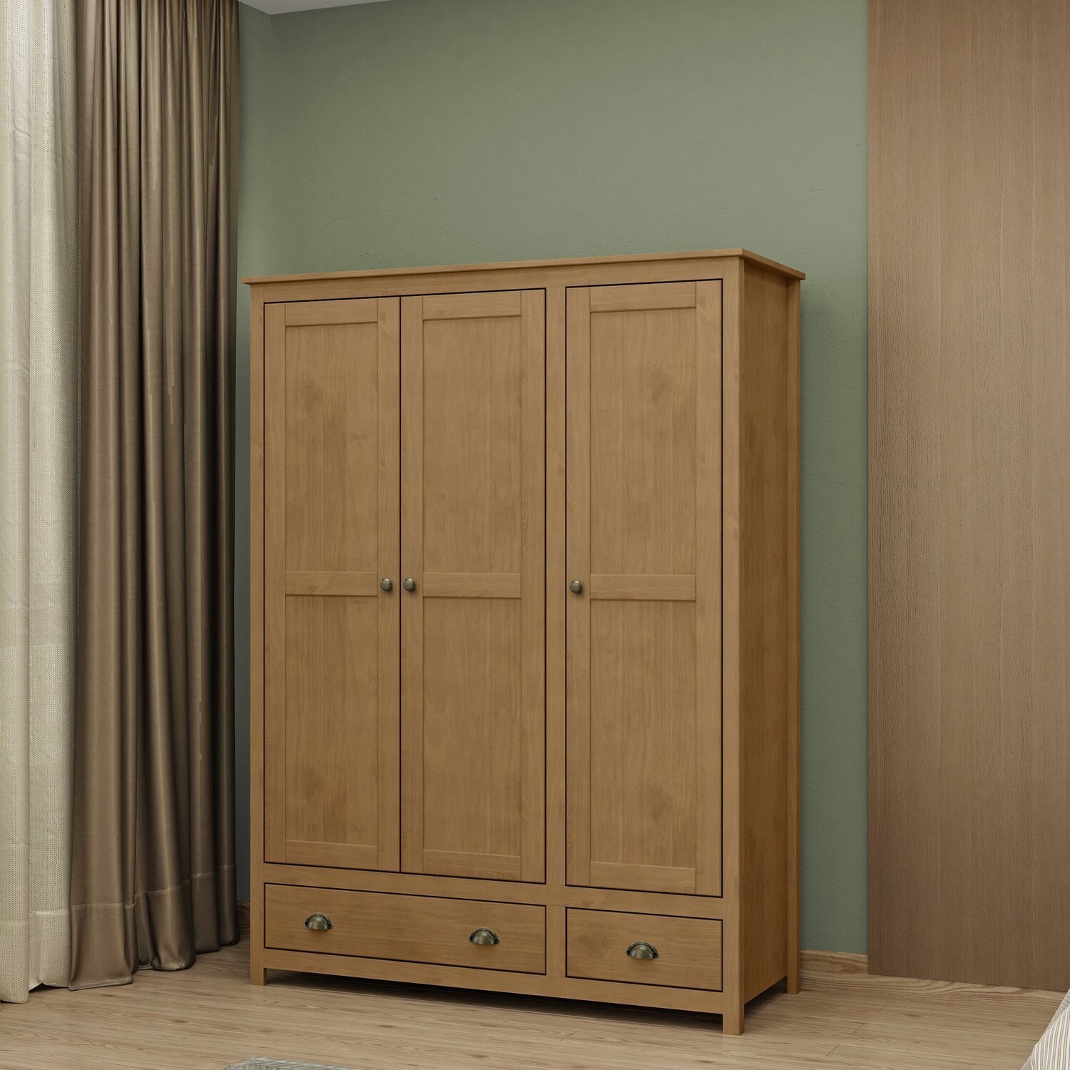 Guarda-Roupa 3 Portas 2 Gavetas de Madeira Maciça Topázio | MadeiraMadeira