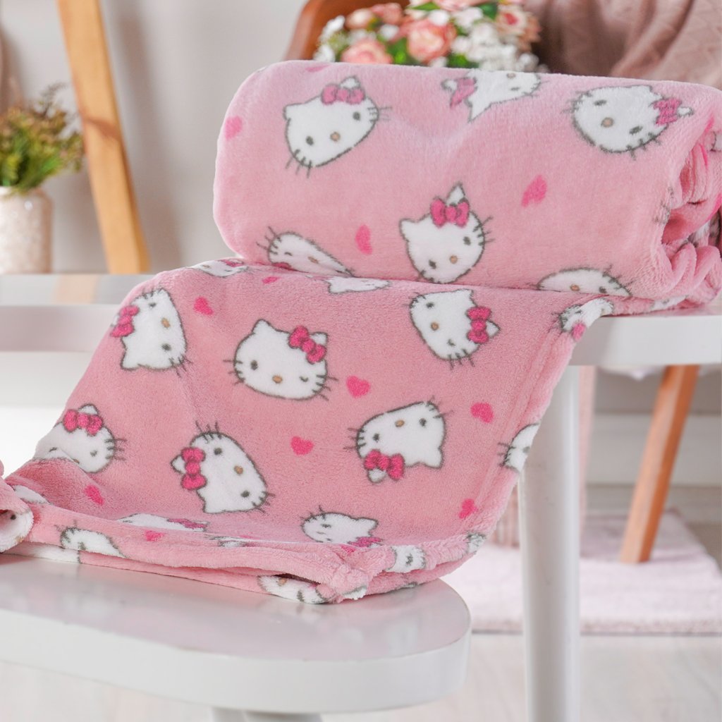 Manta com Naninha Coral Fleece Turma da Hello Kitty 75x100cm Hello ...