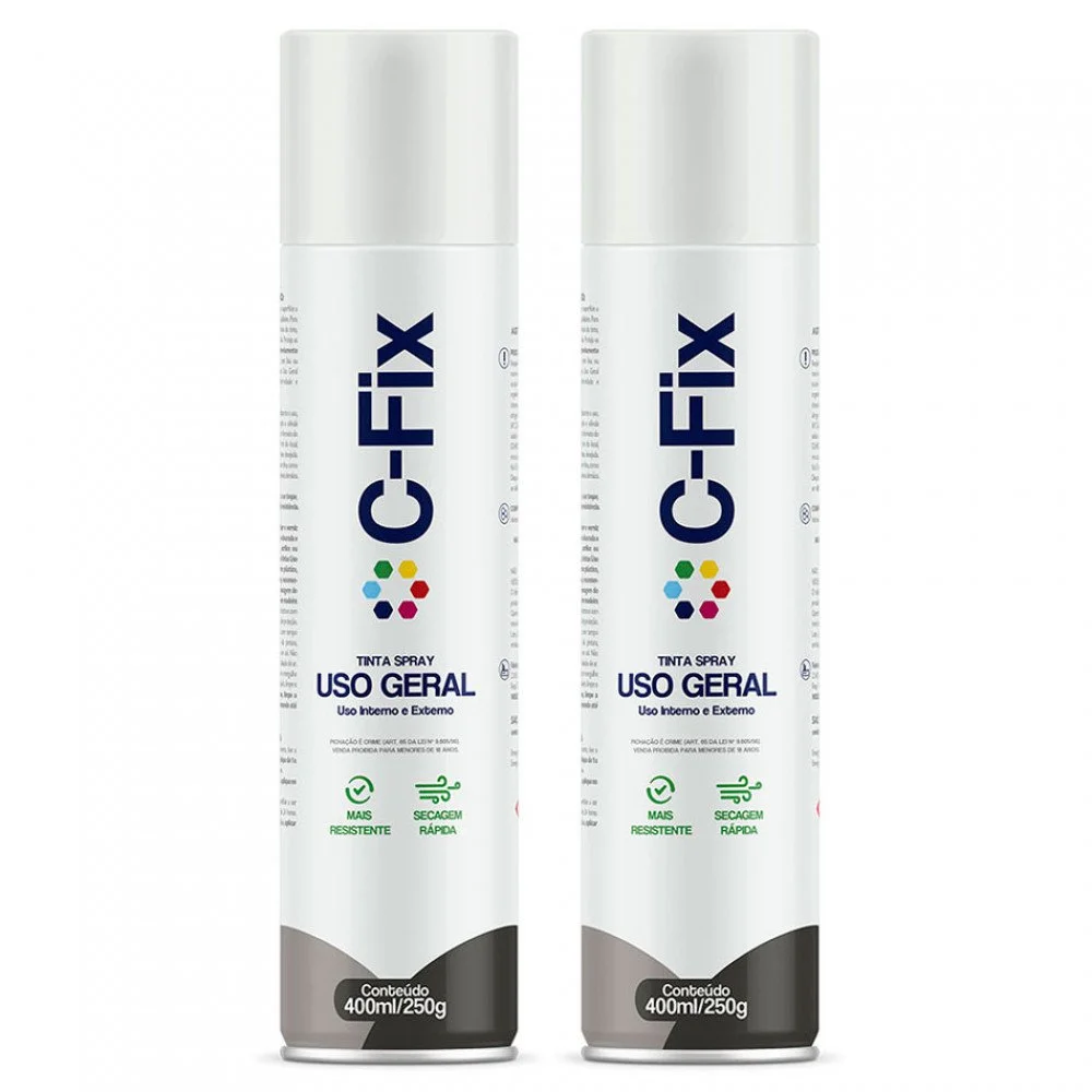 Kit 2 Tintas Spray Verniz Uso Geral Inter/Exter 400ml C-fix ...
