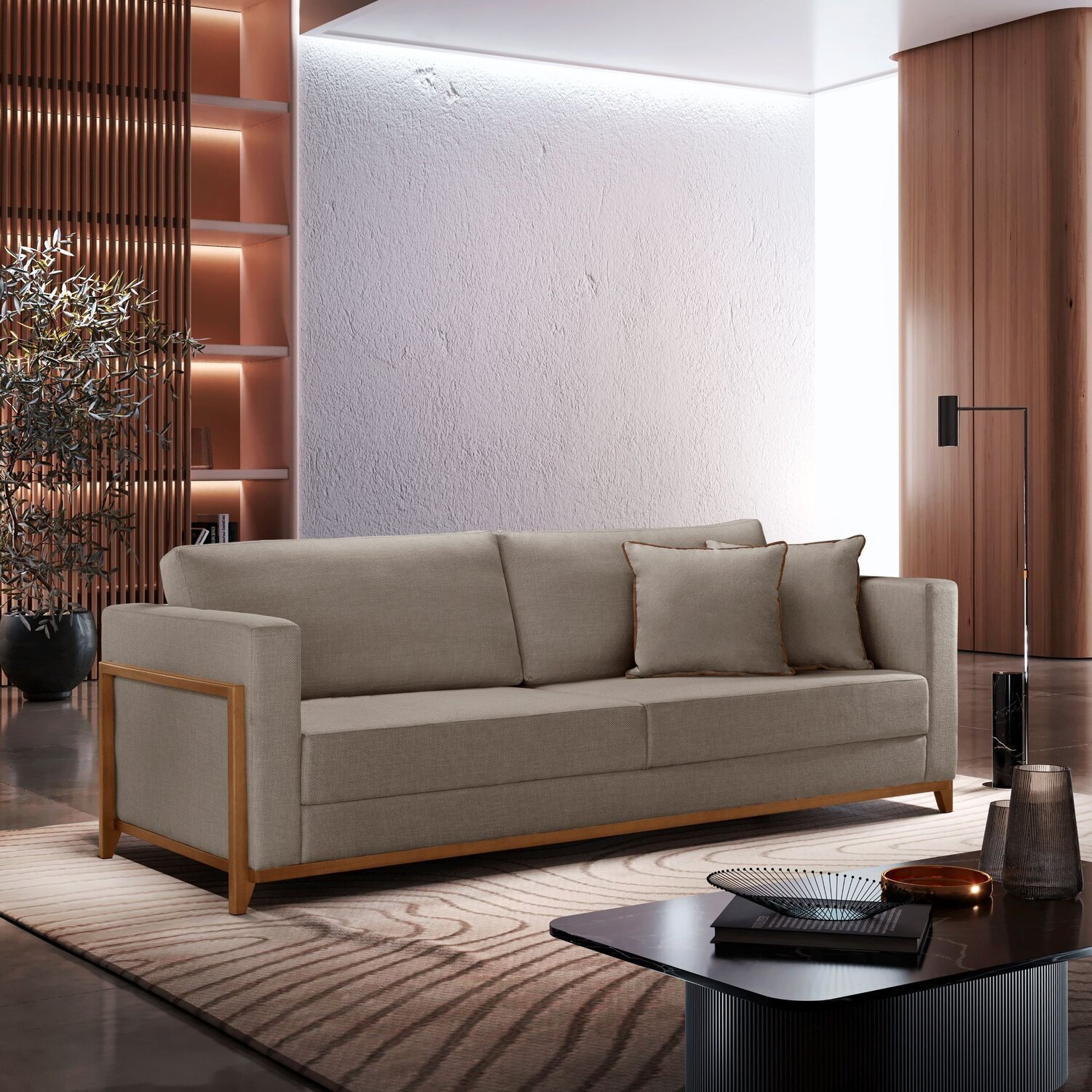 Sofá 3 Lugares Paris Linho 2,34M | MadeiraMadeira