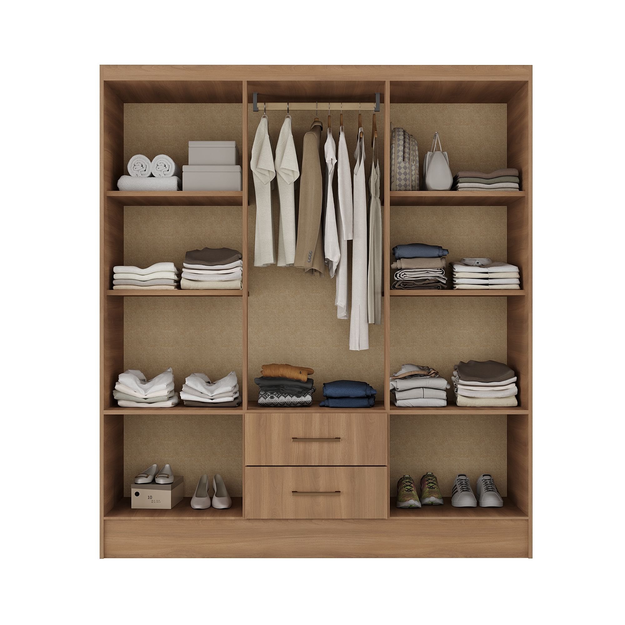 Guarda-Roupa Casal 6 Portas 2 Gavetas 8 Prateleiras 1 Cabideiro ...