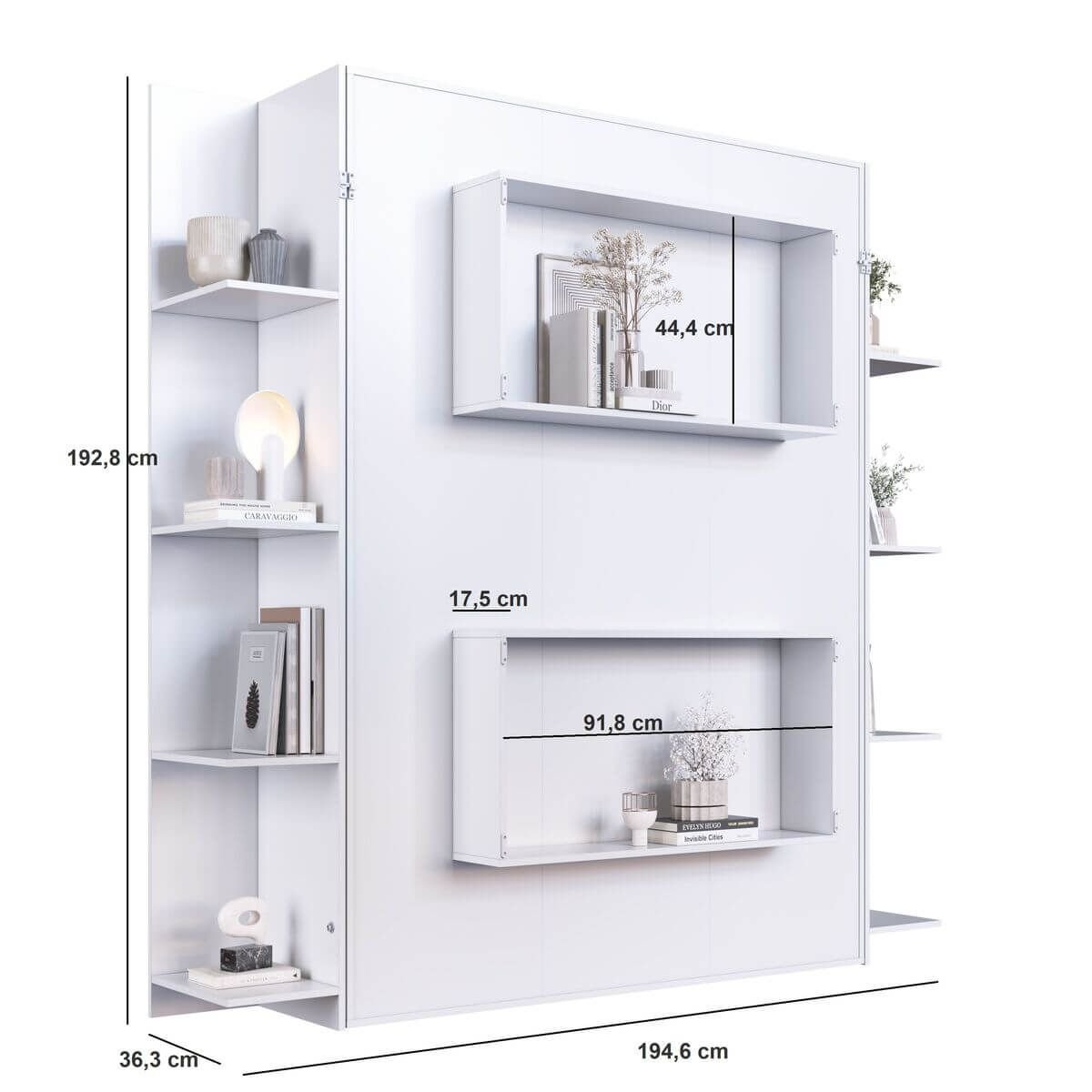 Cama Casal Articulável Vertical com Estante 140 Vancouver | MadeiraMadeira