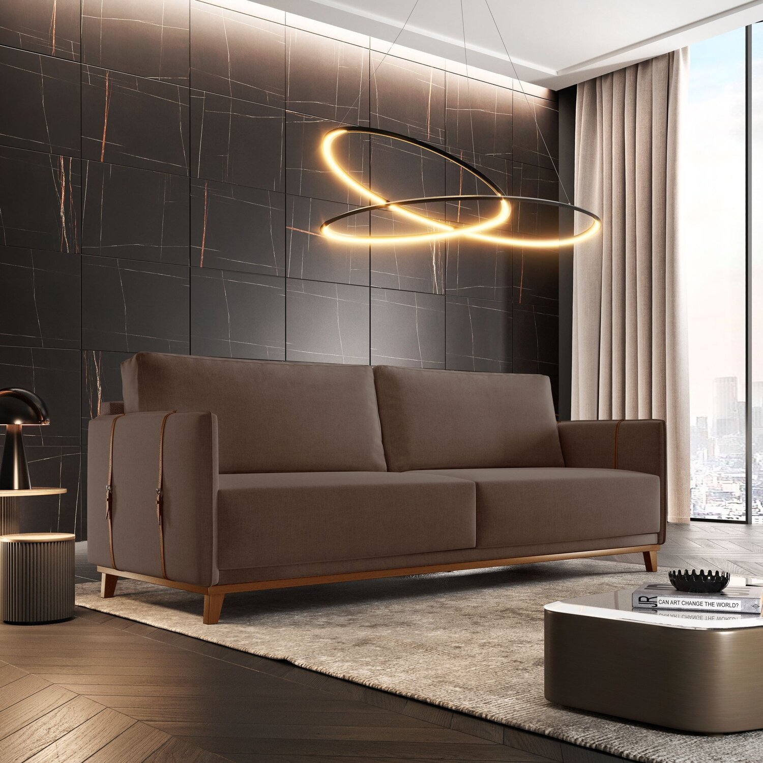 Sofá 3 Lugares Dubai Bouclê 1,96M | MadeiraMadeira