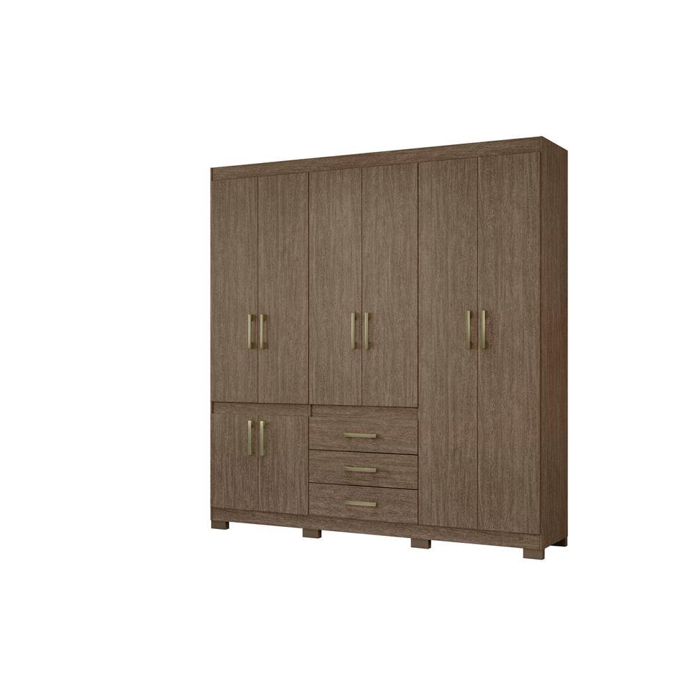 Guarda-roupa Clássico Mdp 8 Portas - Novo Mundo - Tabaco | MadeiraMadeira