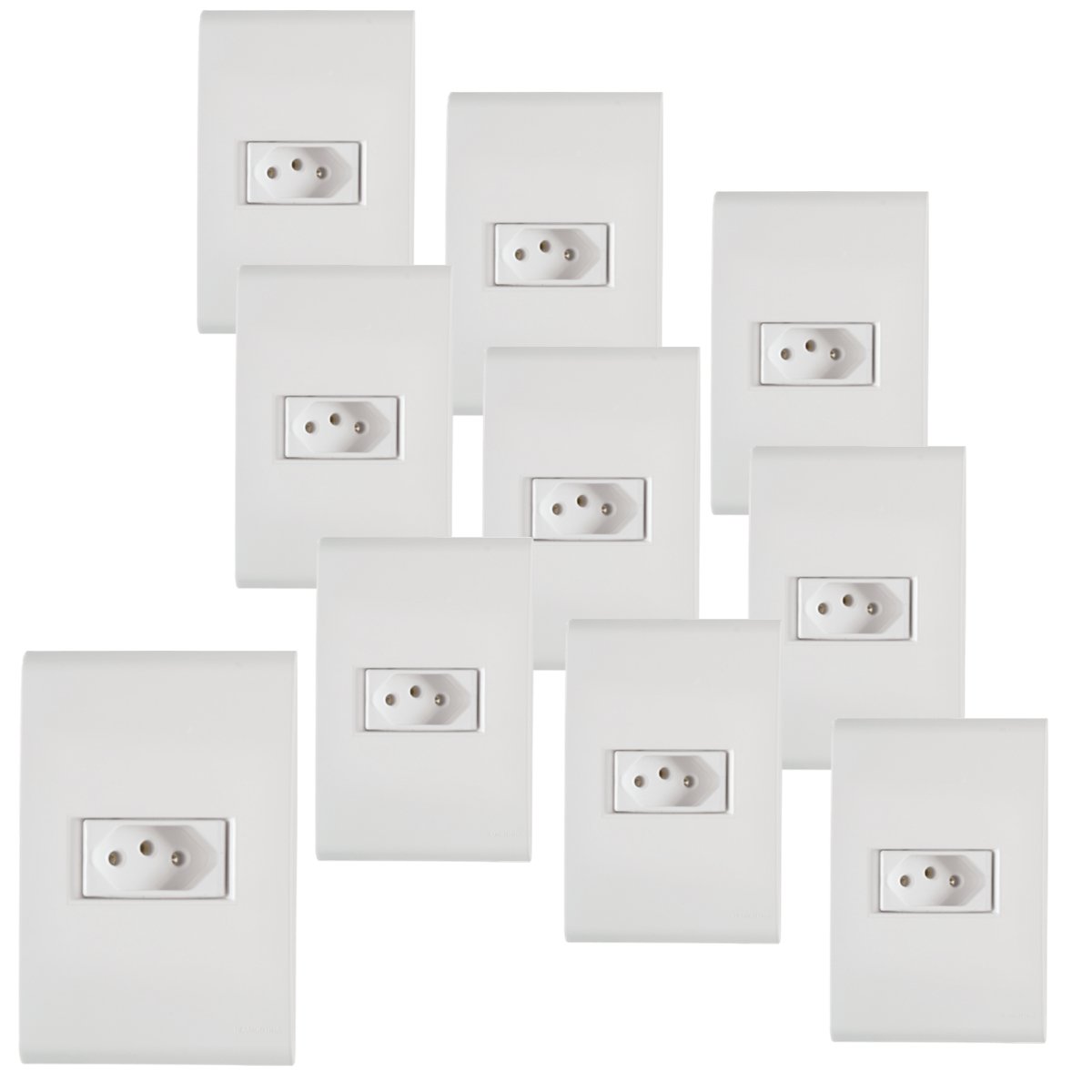 Kit 10 Conjunto 1 Tomada 10a 2p+t 4x2 Tramontina Liz Branca 57170210 | MadeiraMadeira