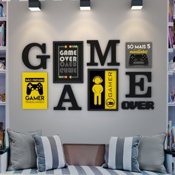 CONJUNTO QUADROS E LETRAS - GAME OVER | MadeiraMadeira