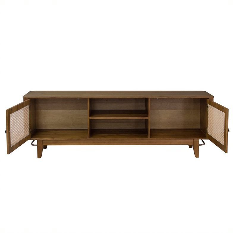 Rack em Madeira de Eucalipto 2 Porta com Telas Sextavadas e 2 Nichos ...