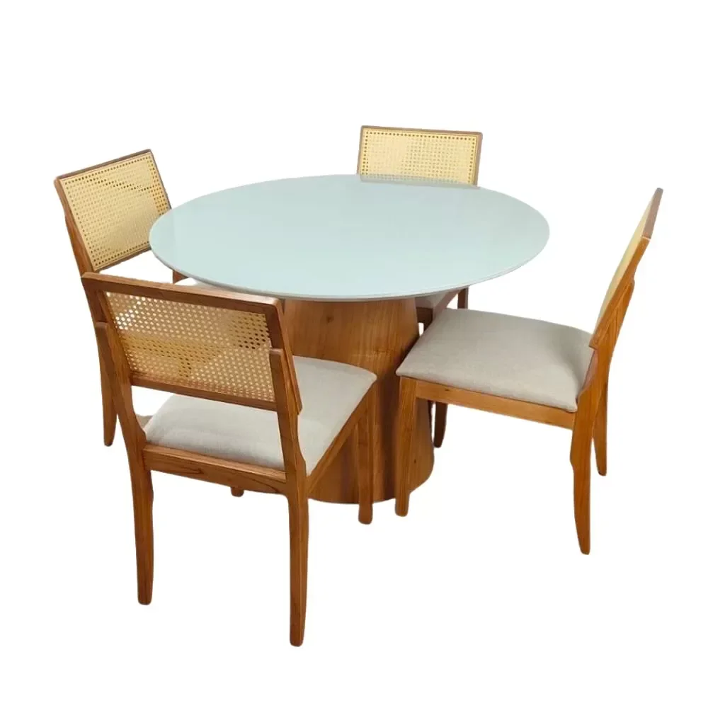 Conjunto Sala de Jantar Mesa Cone e 4 Cadeira Helena | MadeiraMadeira