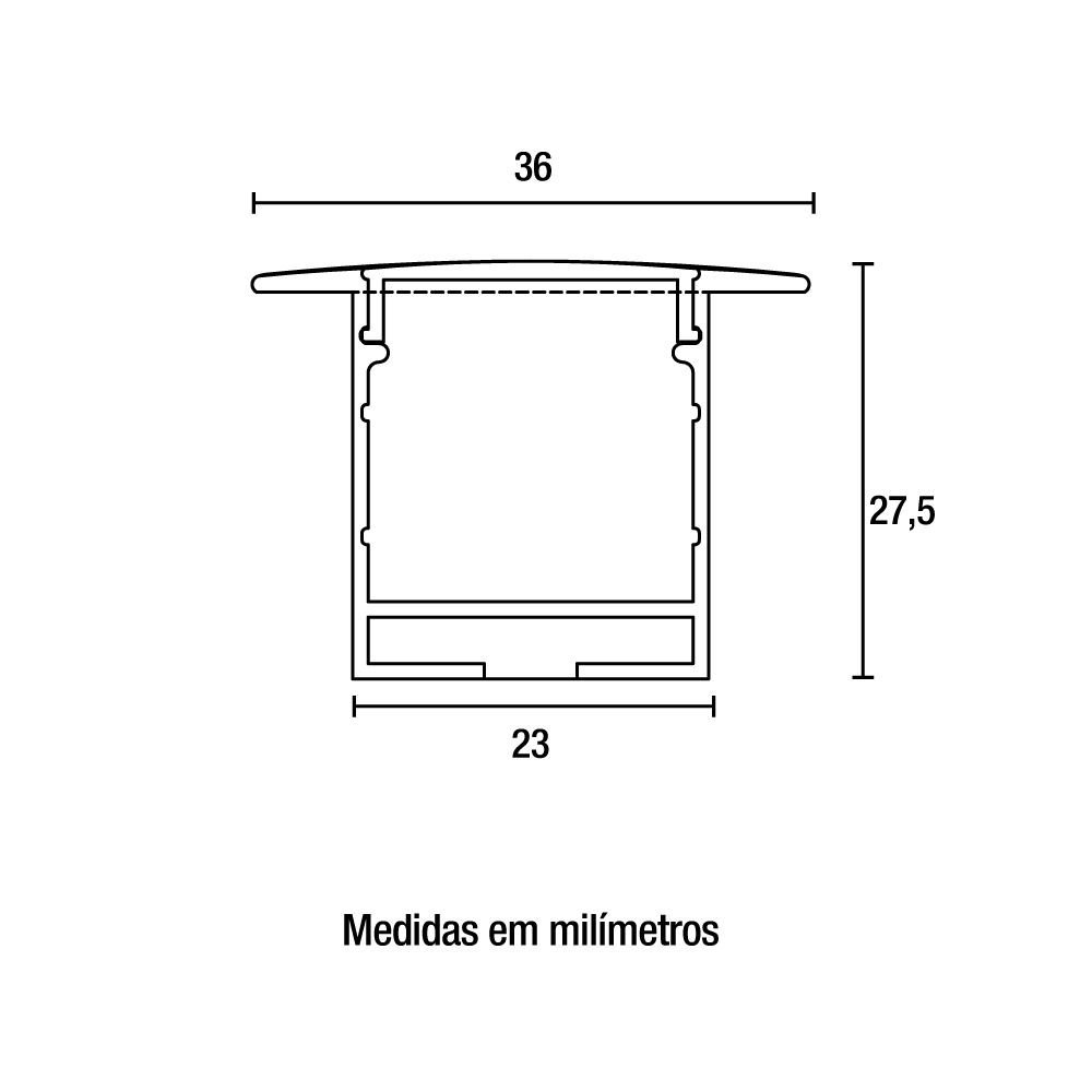 Perfil de Embutir para Fita Led Blumenau Line 36mm com 3 metros Preto ...