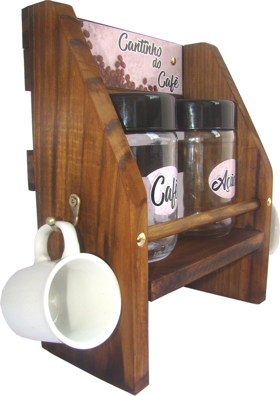 Cantinho do Café C/ 2 Potes e 2 Xícaras - Preta | MadeiraMadeira