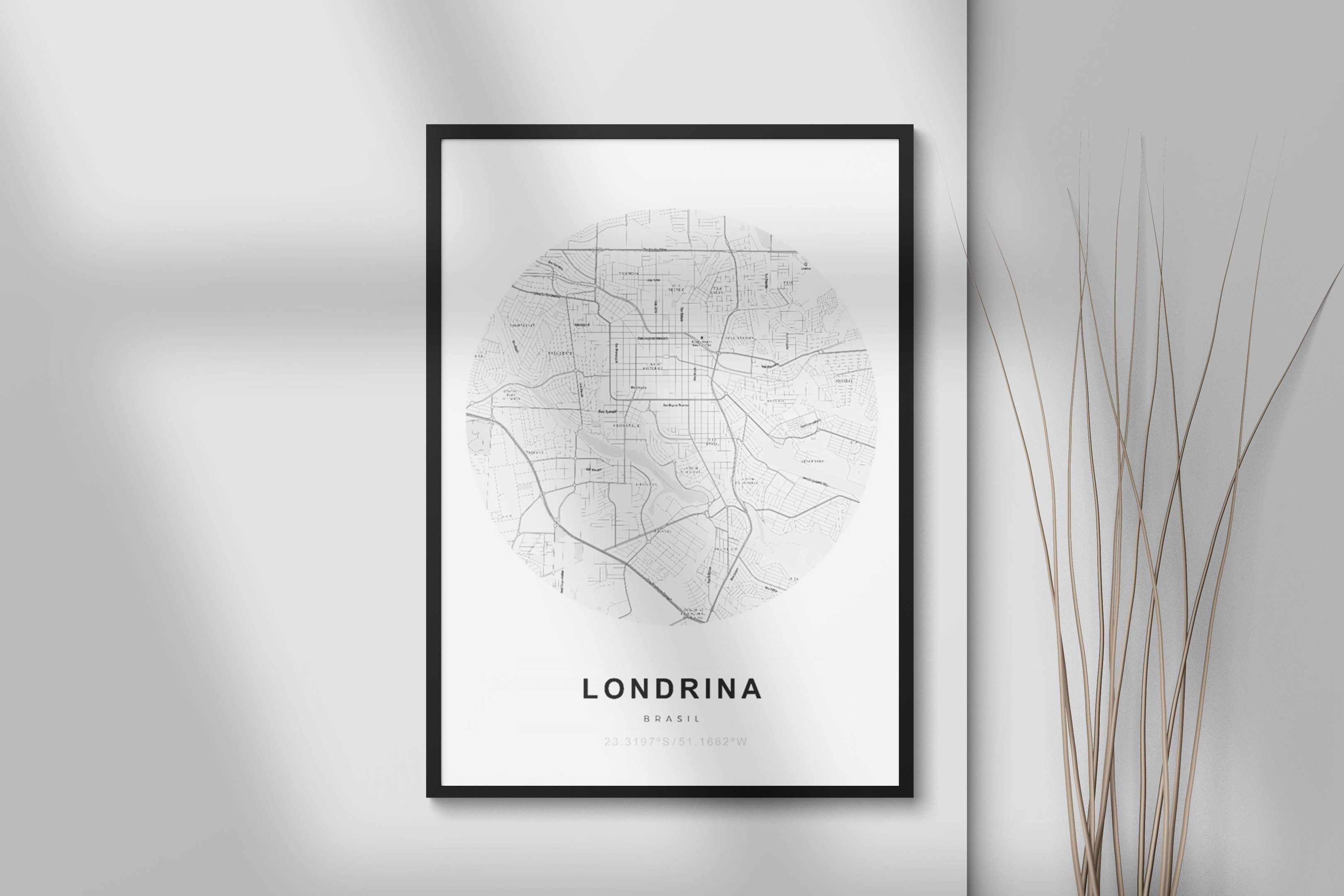 Quadro Vidro Mapa Cidade Londrina Paraná Brasil 43x63 Sala Escritório ...