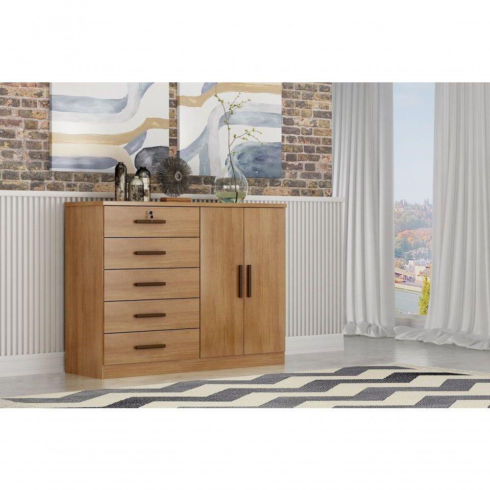 Cômoda Space 5 Gavetas 2 Portas Cumaru | MadeiraMadeira