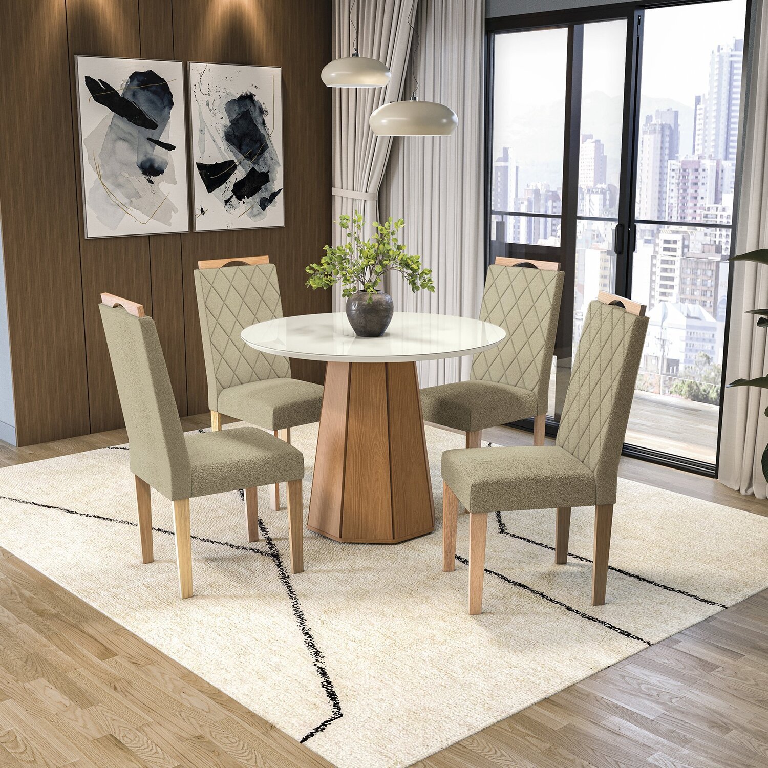 Conjunto Mesa Jade com 4 Cadeiras 105cm X 80cm X 105cm | MadeiraMadeira