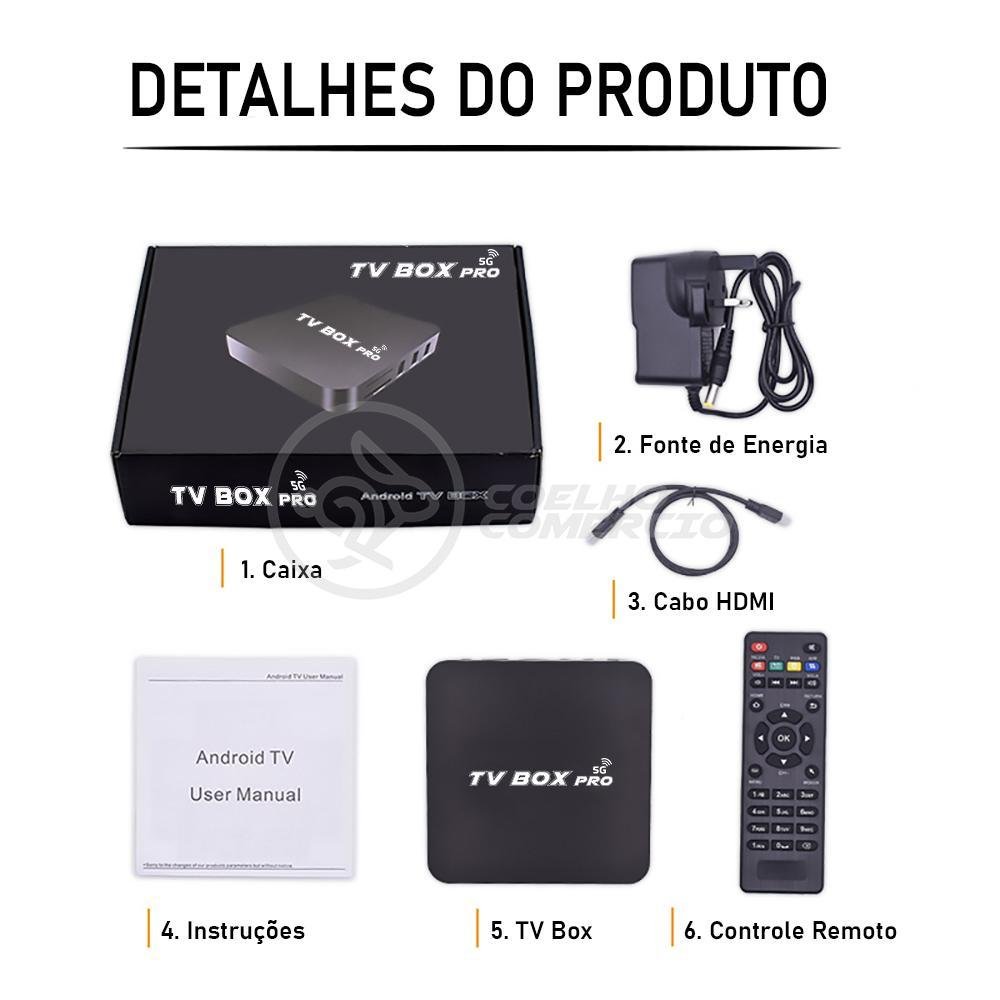 Tv Box Pro Aparelho Android 8Gb Ram + 128Gb Rom Full Hd 4K Wifi 5G ...