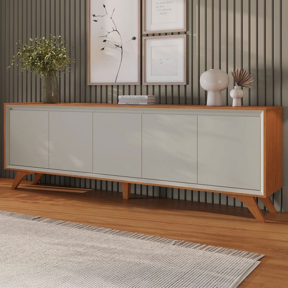 Balcão Buffet Prime 5 Portas 1 Gaveta Naturalle/off White - Mavaular ...