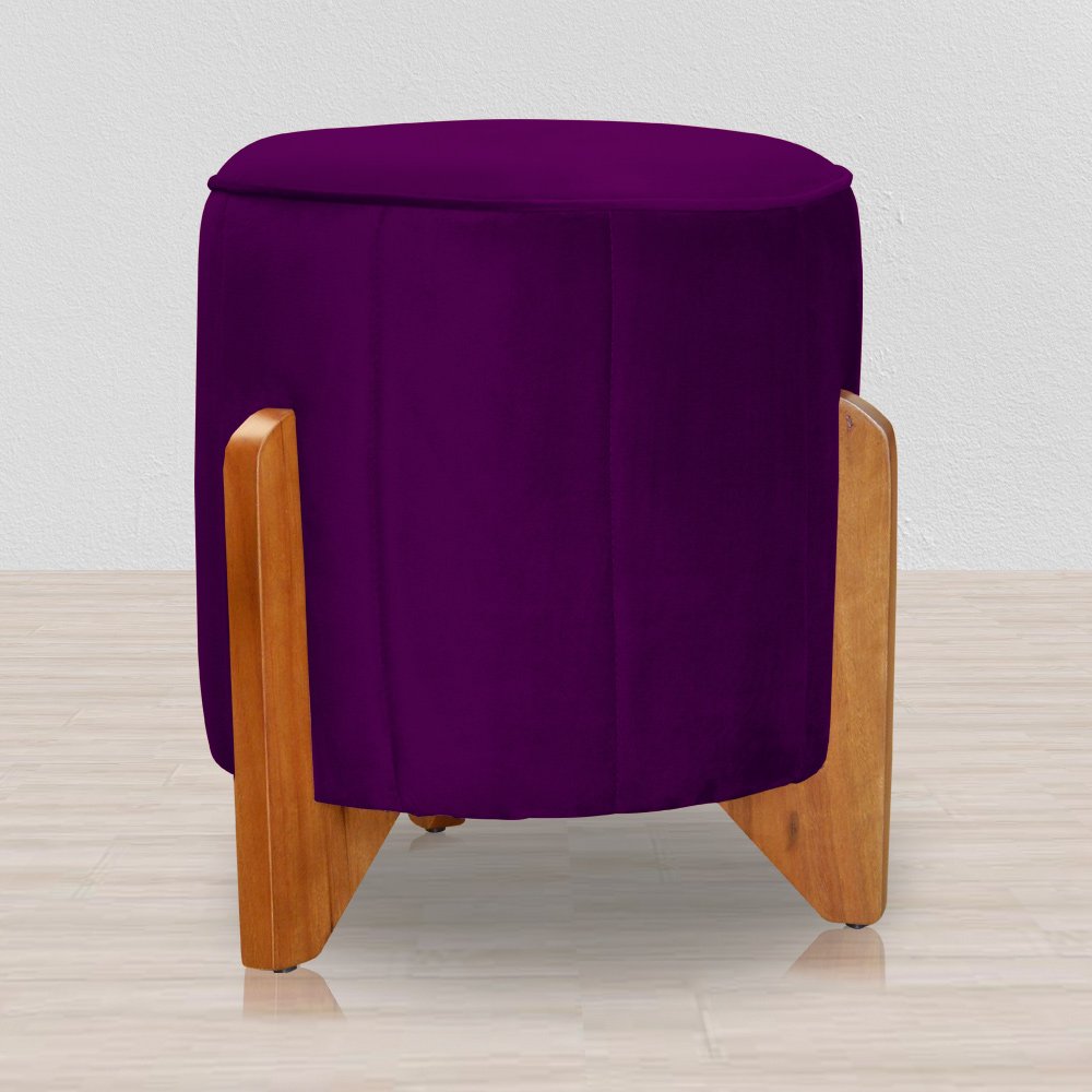 Puff Jade Pés em Madeira Veludo Cores - DS Estofados - Roxo ...