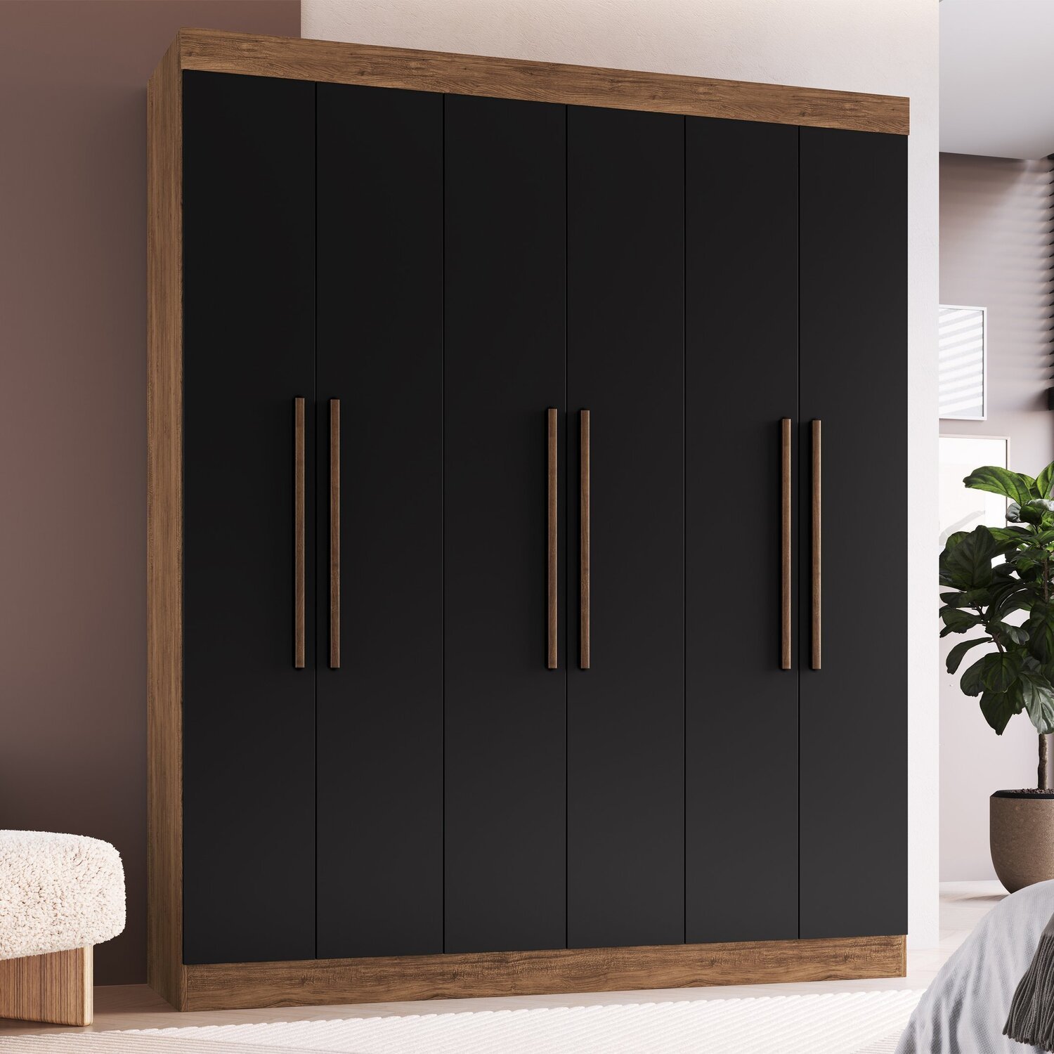 Guarda-roupa Casal Mdf New York 21706 6 Portas 2 Gavetas | MadeiraMadeira