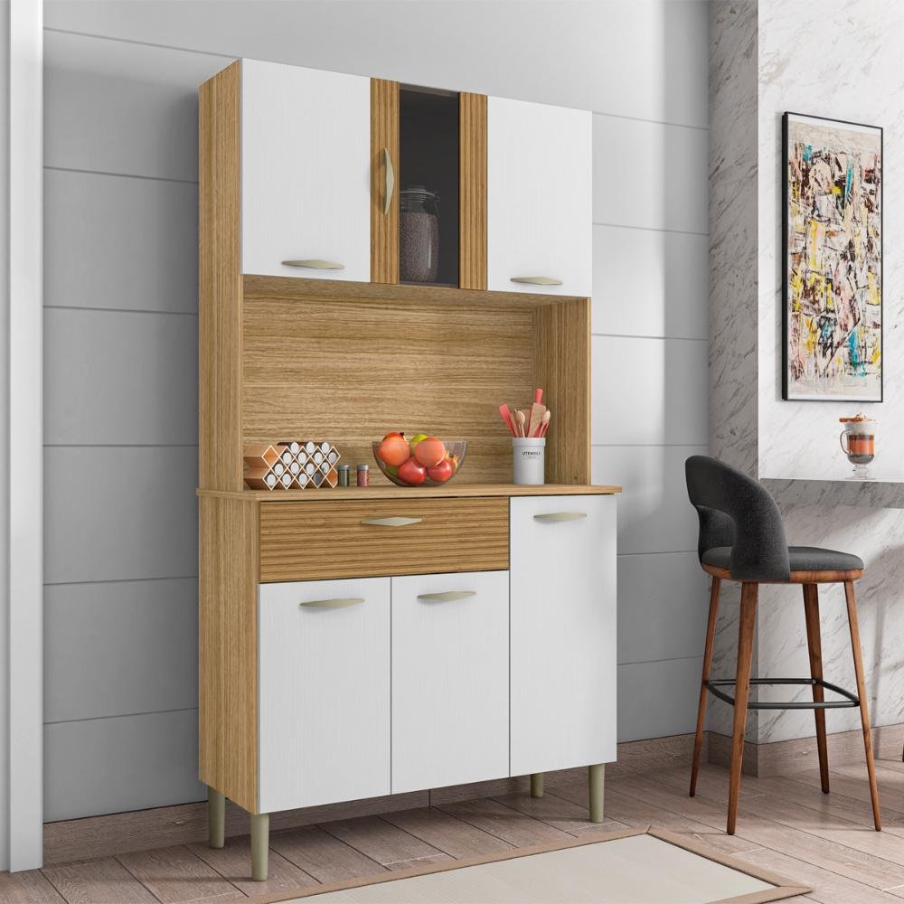 Kit Cozinha 6 Portas e 1 Gaveta Freijó Supremo Cp Ripado Freijó Pan ...