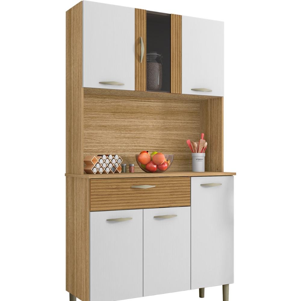 Kit Cozinha 6 Portas e 1 Gaveta Freijó Supremo Cp Ripado Freijó Pan ...