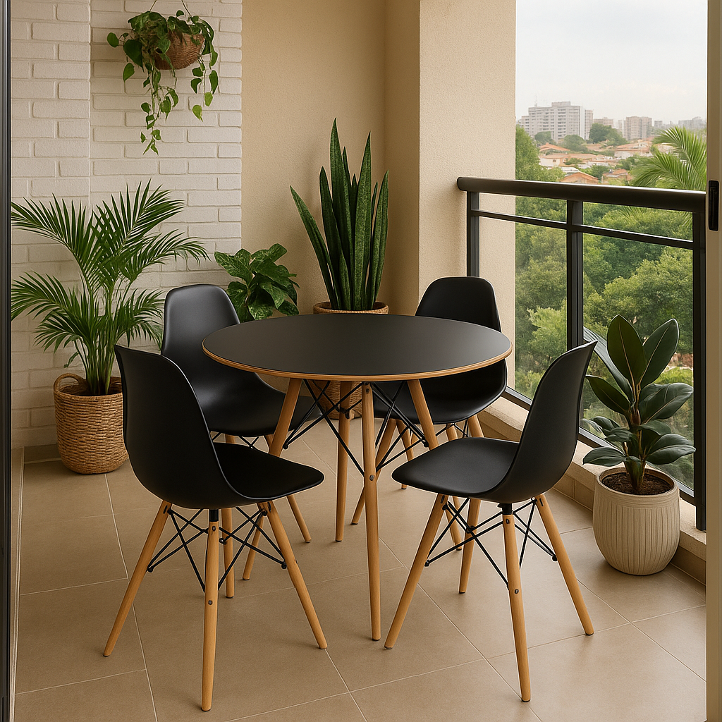 Conjunto Mesa de Jantar Eames Preta 70cm Redonda com 4 Cadeiras Eames Preta - La Mobilia ...