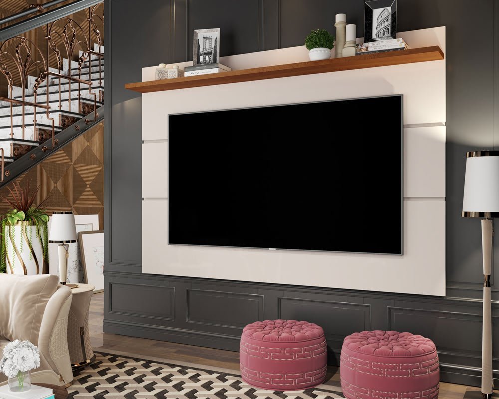 Painel para TV até 72 Polegadas Vivare New 1,80 Off White com Freijo ...