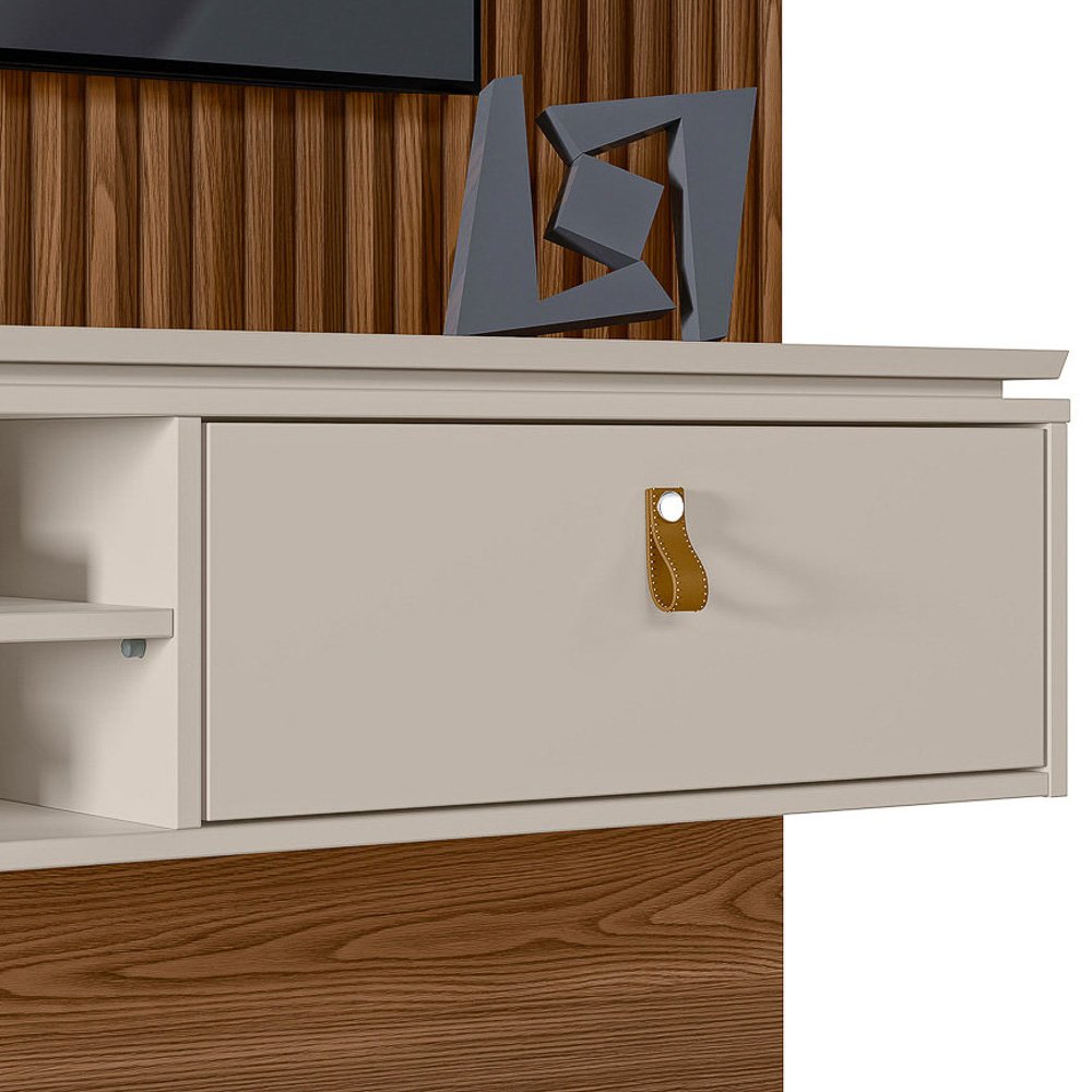 Painel Suspenso Ripado para TV até 75 Pol. 2 Portas Majestic L06 Freijó/Off White - Mpozenato ...