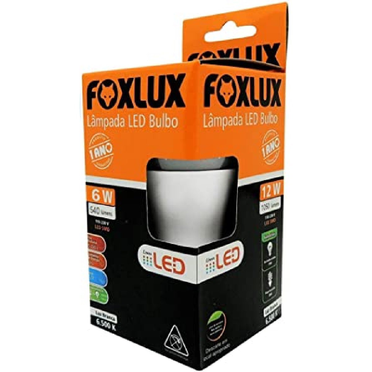 Kit 3 Lâmpada LED Bulbo 6W com Base E-27 Bivolt 6500K Foxlux | MadeiraMadeira