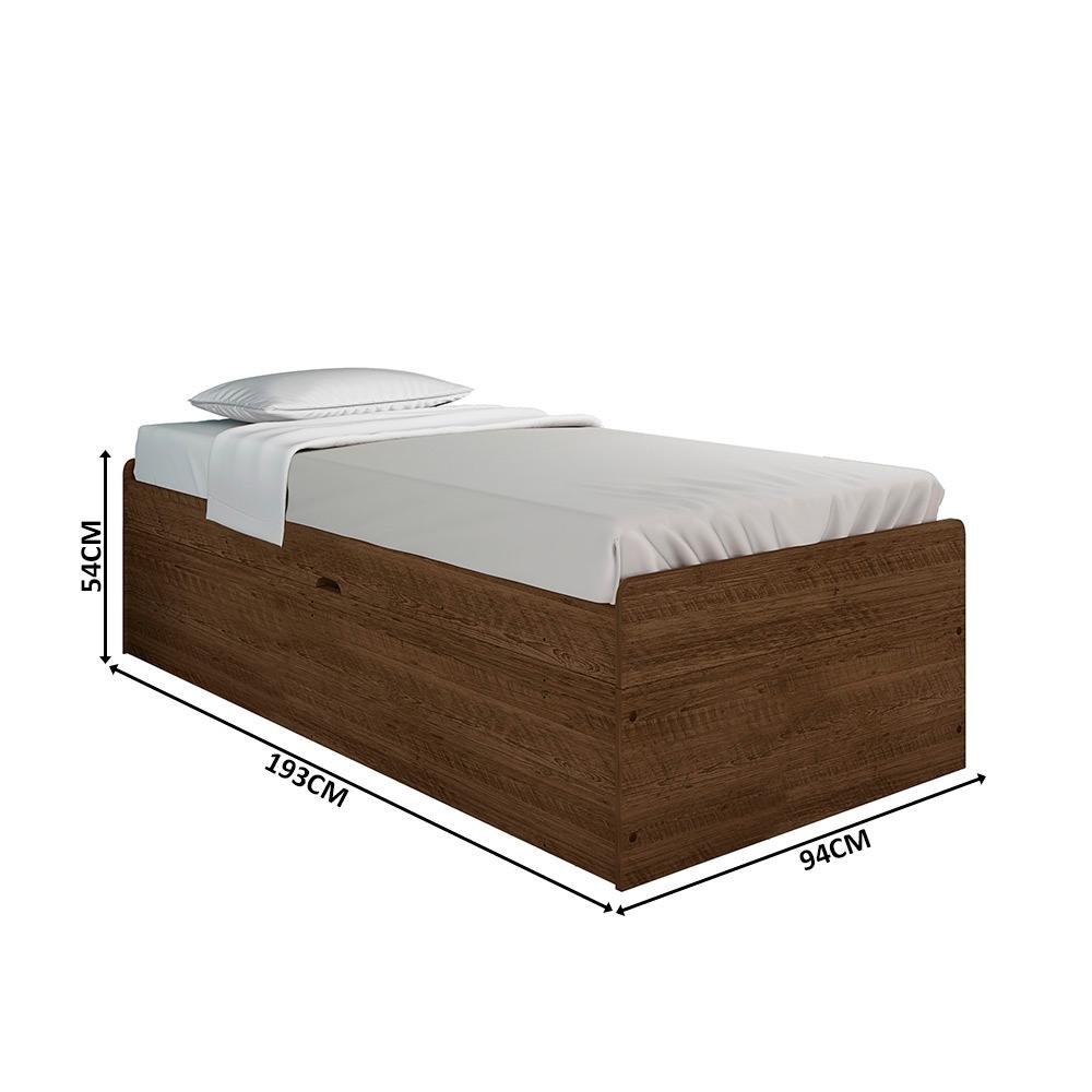 Cama Solteiro Baú Camila Malbec Framar Com Colchão Gazin | MadeiraMadeira