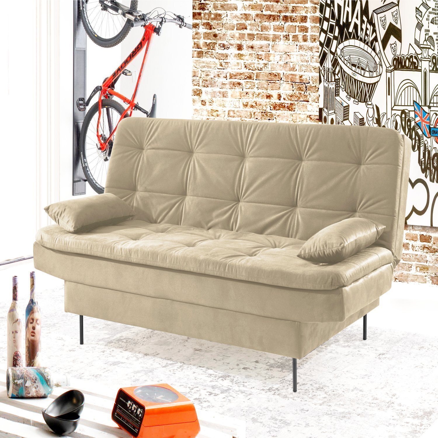 Estofado Sofá Cama Flip 90x185x90cm | MadeiraMadeira