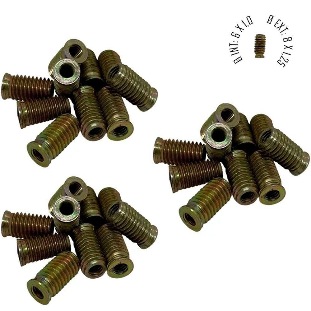 Rosca Postiça Bucha Roscada - M6 X 1,0 - M8 X 1,25+ M8 X 1,25 - M10 X 1 ...
