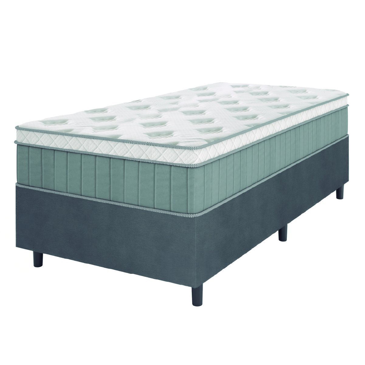 Cama Box Solteiro Colchão Molas Ensacadas Ômega 88x188x70cm Cinza ...