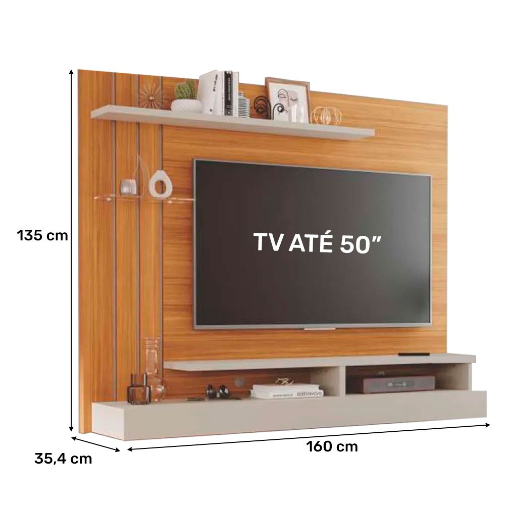 Painel Valencia Nature/Off White para TV até 50 Polegadas | MadeiraMadeira