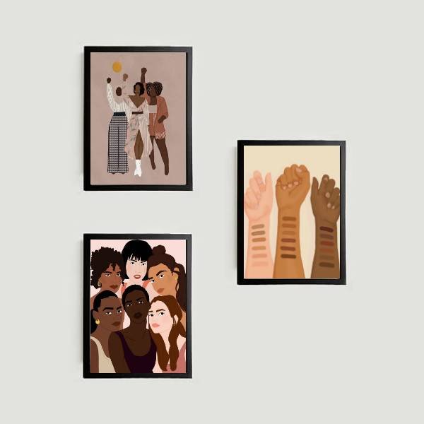 Kit 3 Quadros Stop Racism 24x18cm - com vidro:Madeira preta ...