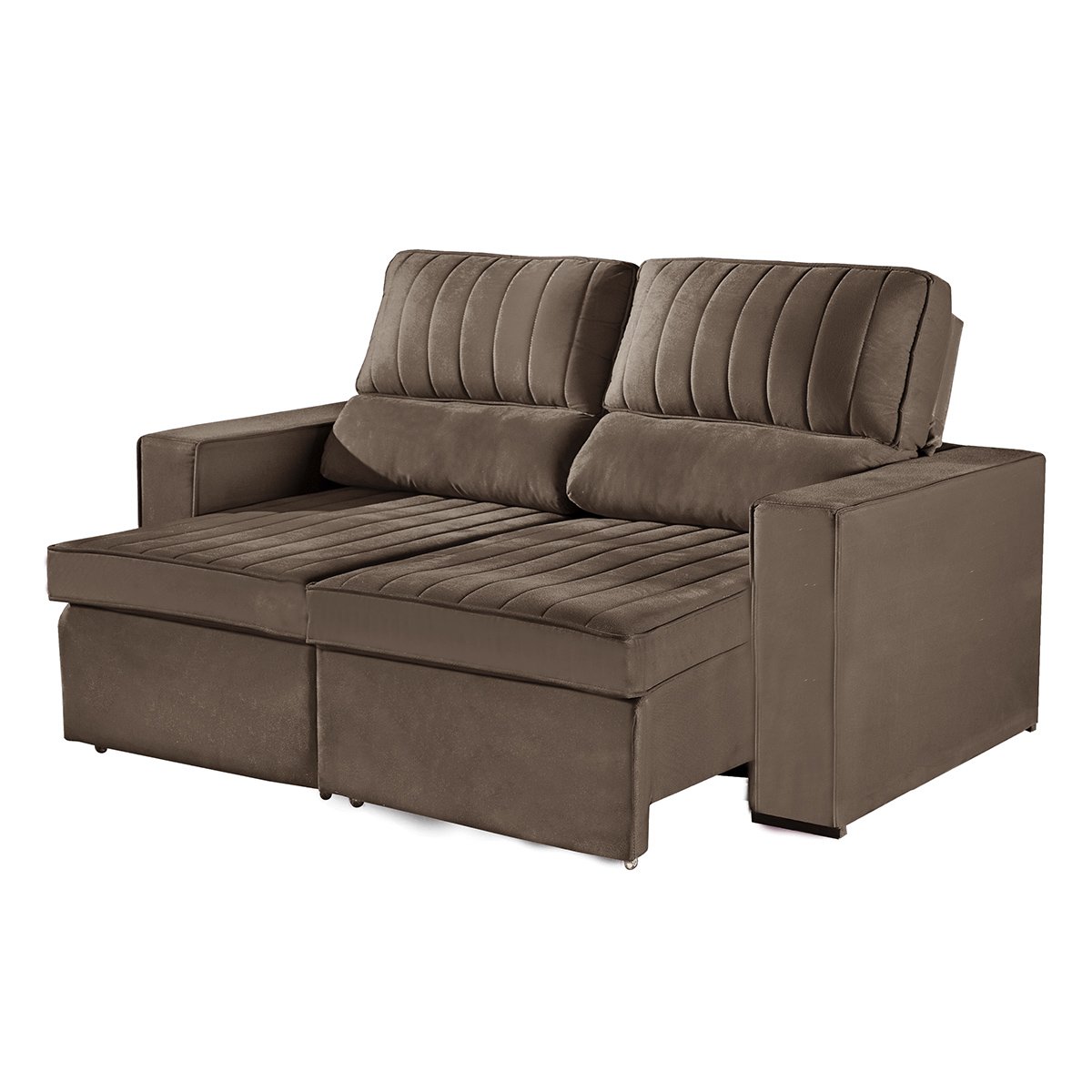 Sofá Retrátil e Reclinável 3 Lugares Alt 1,90m Veludo Inca - Idealle Estofados: Marrom ...