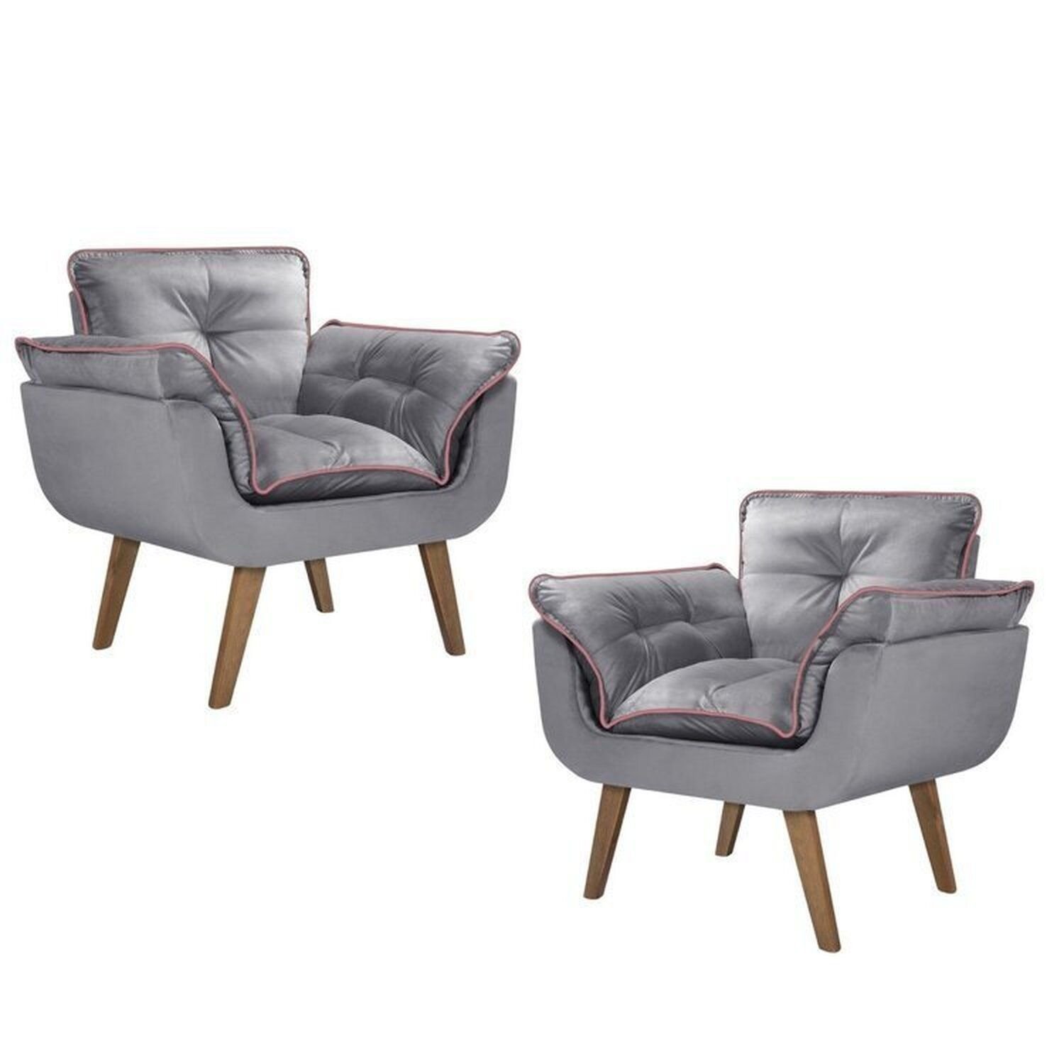 Kit 2 Poltronas Opalla com Debrum e Base Palito | MadeiraMadeira