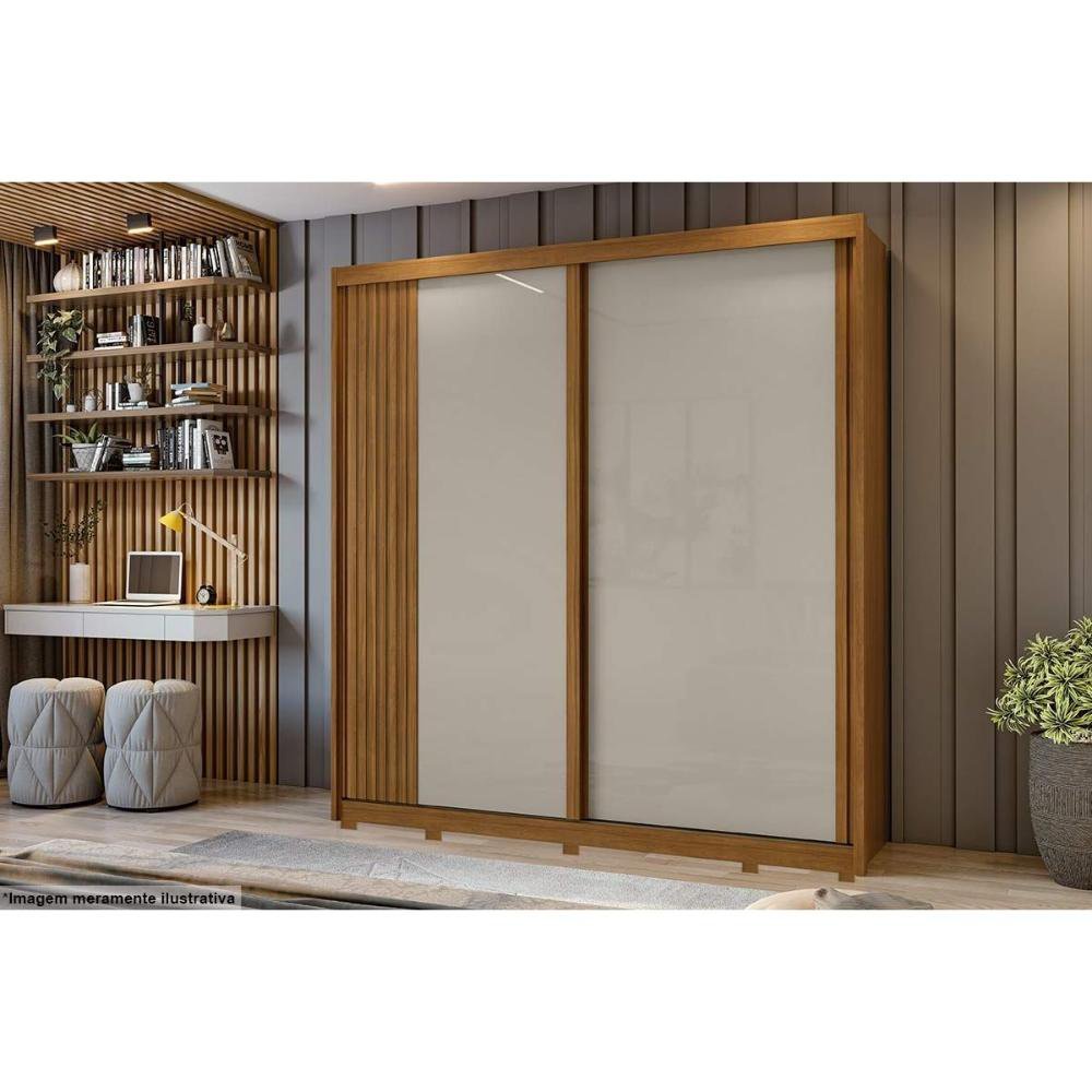 Guarda Roupas 2 Portas de Correr e 4 Gavetas c/ Pés Velaris Branco ...