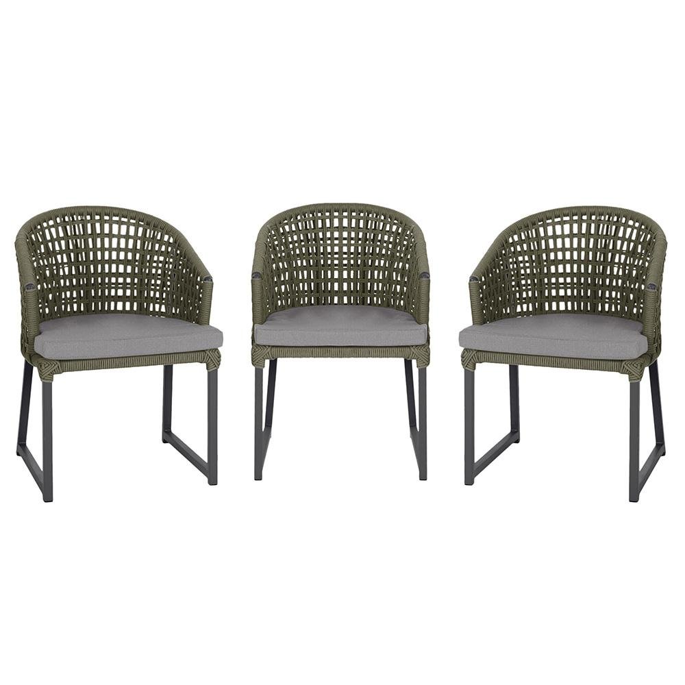 3 Cadeira Noronha Aluminio Micro Pintura Preta, Tr. Telinha Corda ...