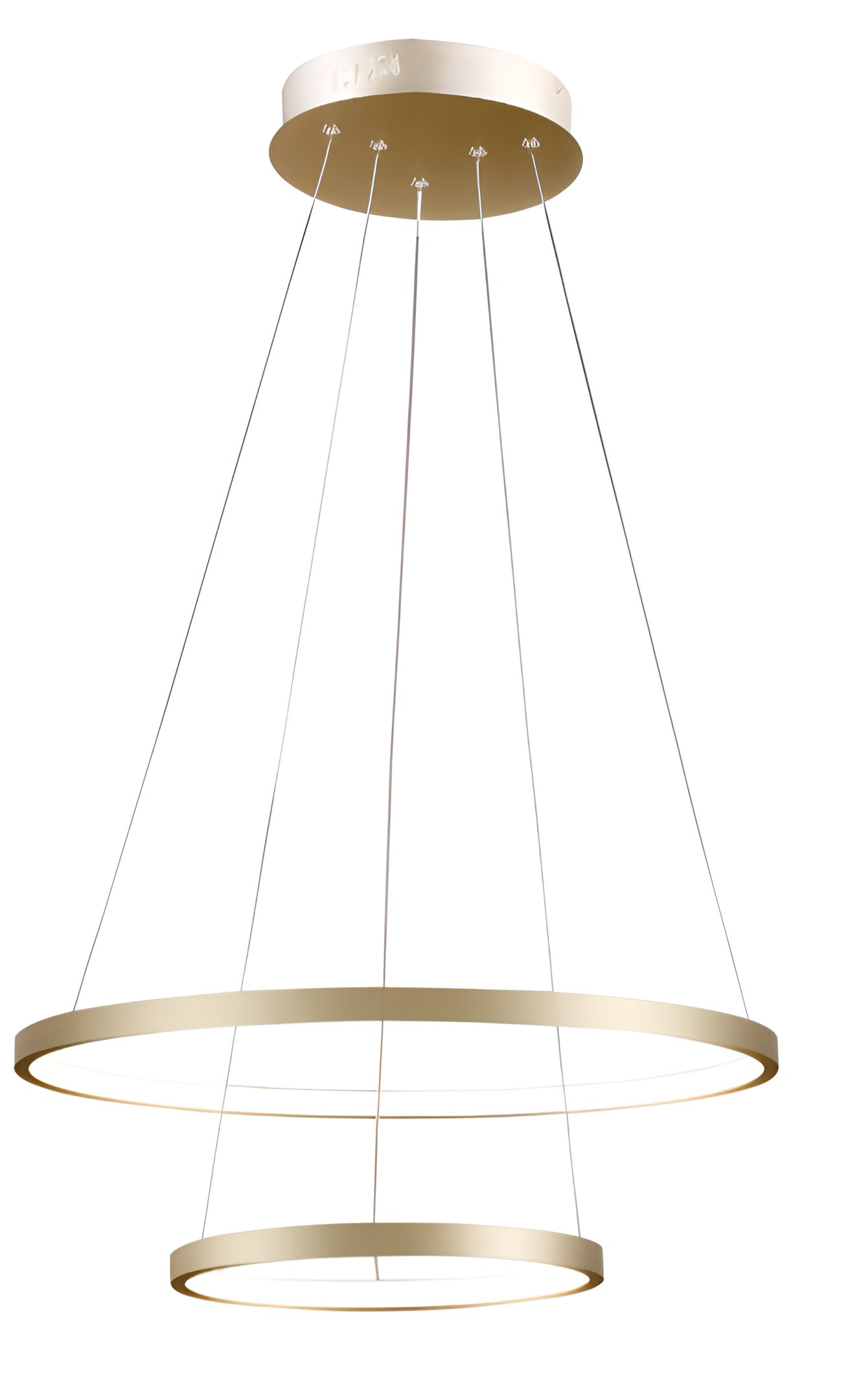 Pendente Led Poptem Double Rings Dourado 2 Aros Alumínio | MadeiraMadeira