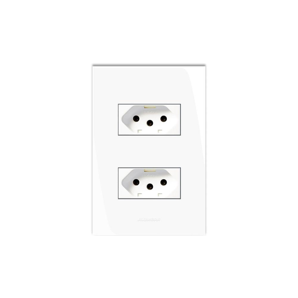 Conjunto 2 Tomadas 2p T 10a 250v~ com Placa 4x2 Linha Inova Pro Branco ...