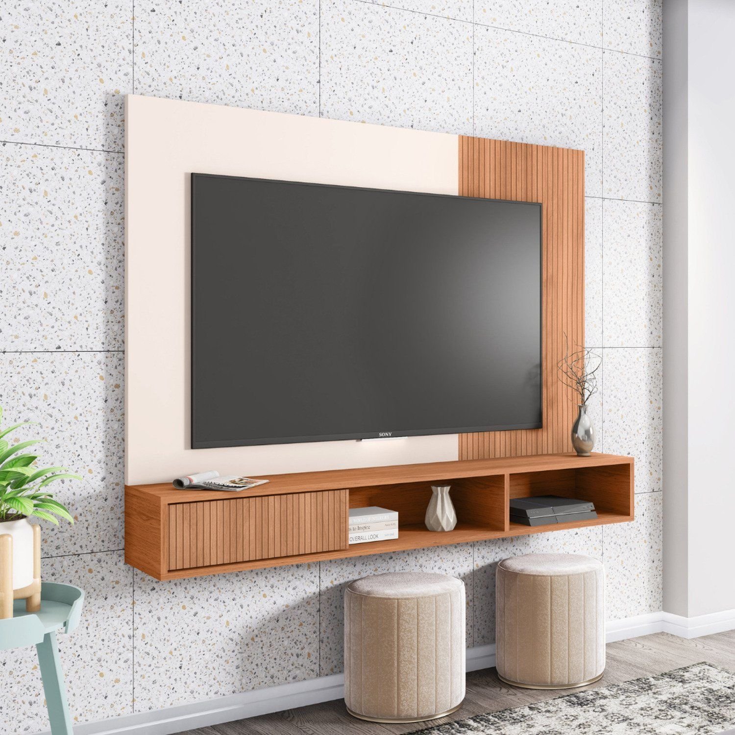 Painel para Tv 55 Polegadas 108x135,5x25,3 Cm Ritmo | MadeiraMadeira