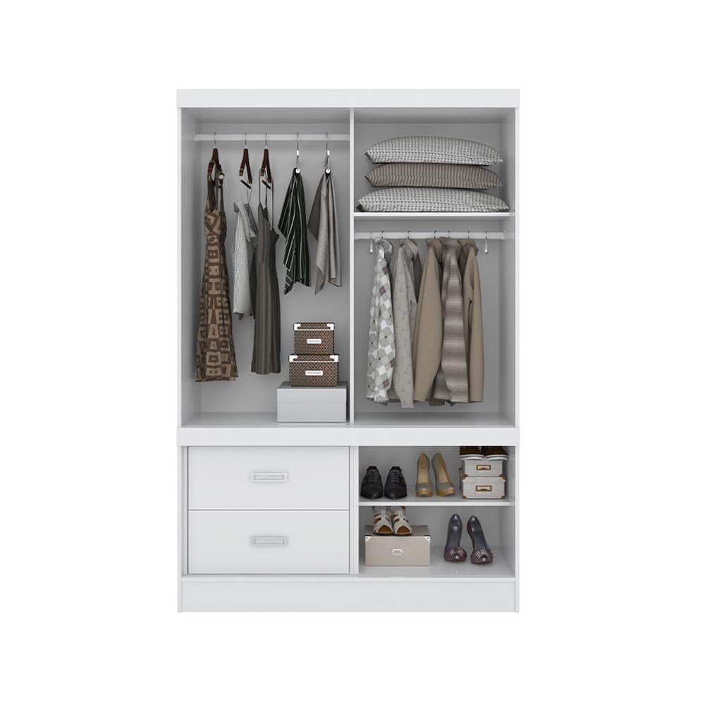 Guarda Roupa 2 Portas Deslizantes + Gaveteiro + Sapateira:branco ...