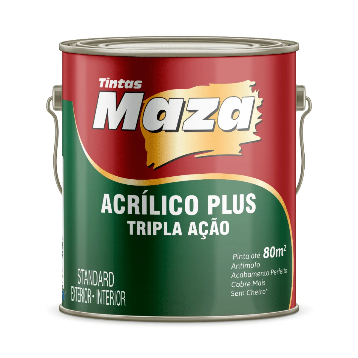 Tinta Acrílica Fosca Plus Tripla Ação Parede Teto Galão 3,6 Litros MAZA ...