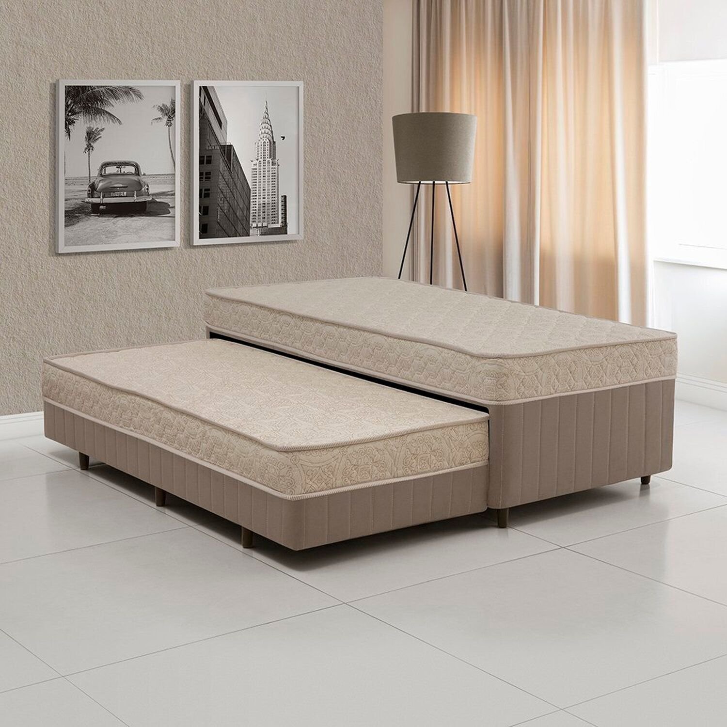 Cama Box Conjugada Solteiro 88CMX58CMX188CM com Auxiliar Sensor Yescasa ...