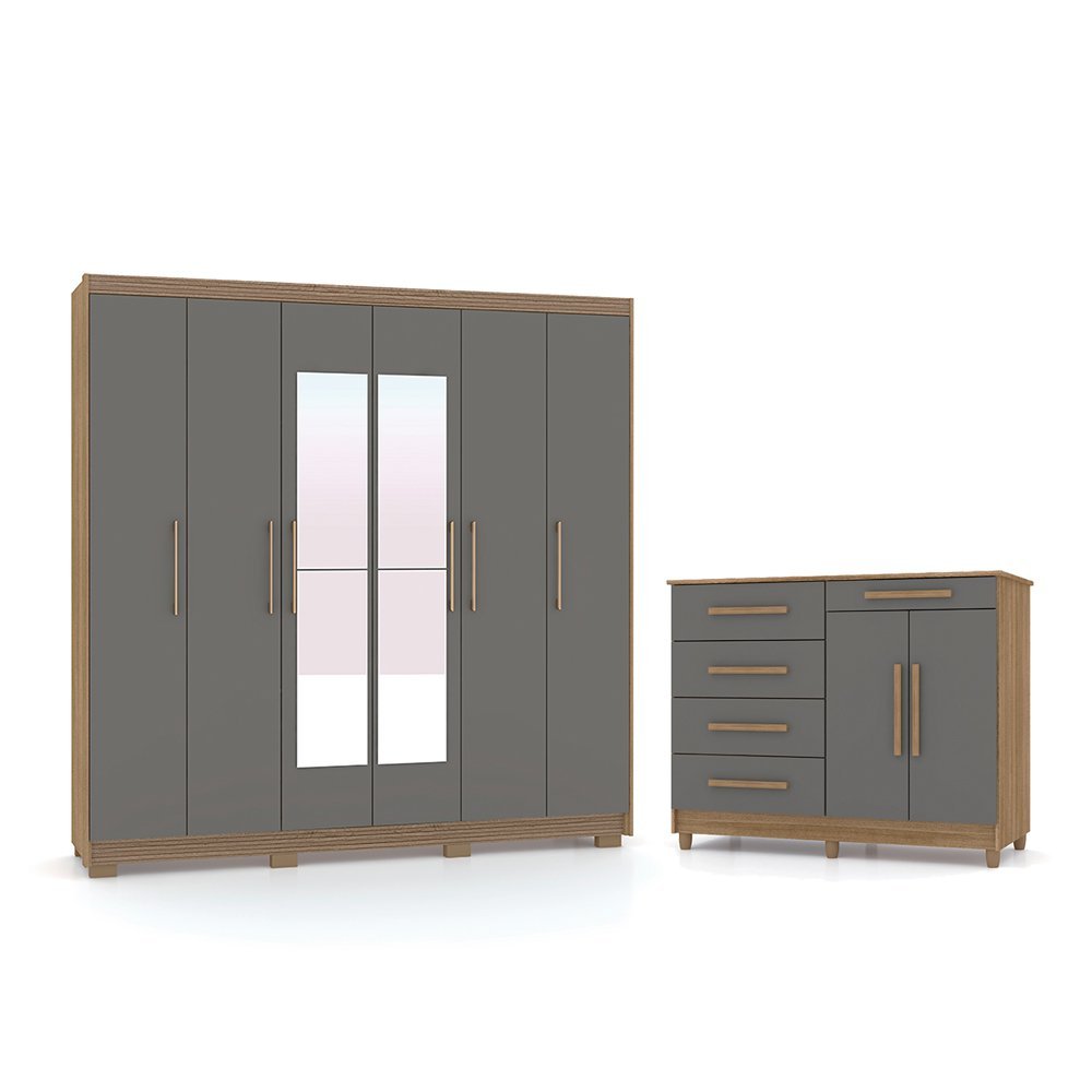 Conjunto Quarto Completo Com Espelho Itachi Nature Alasca | MadeiraMadeira