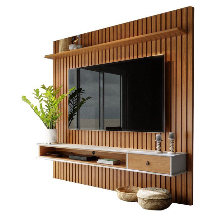 Home Para Sala De Estar 250cm TV 75 Polegadas 61X Off White Nature ...