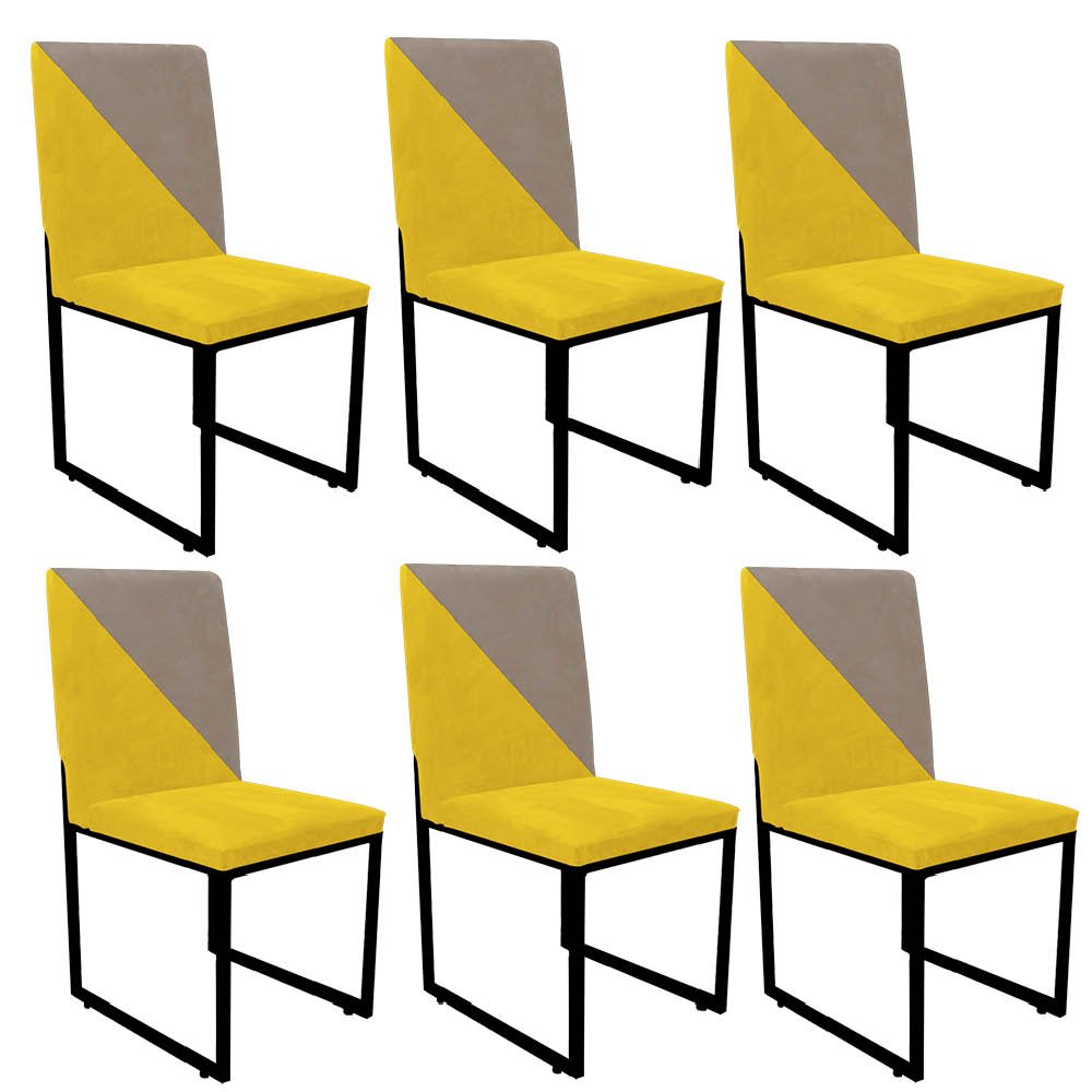 Kit 06 Cadeira Office Stan Duo Sala de Jantar Industrial Ferro Preto ...