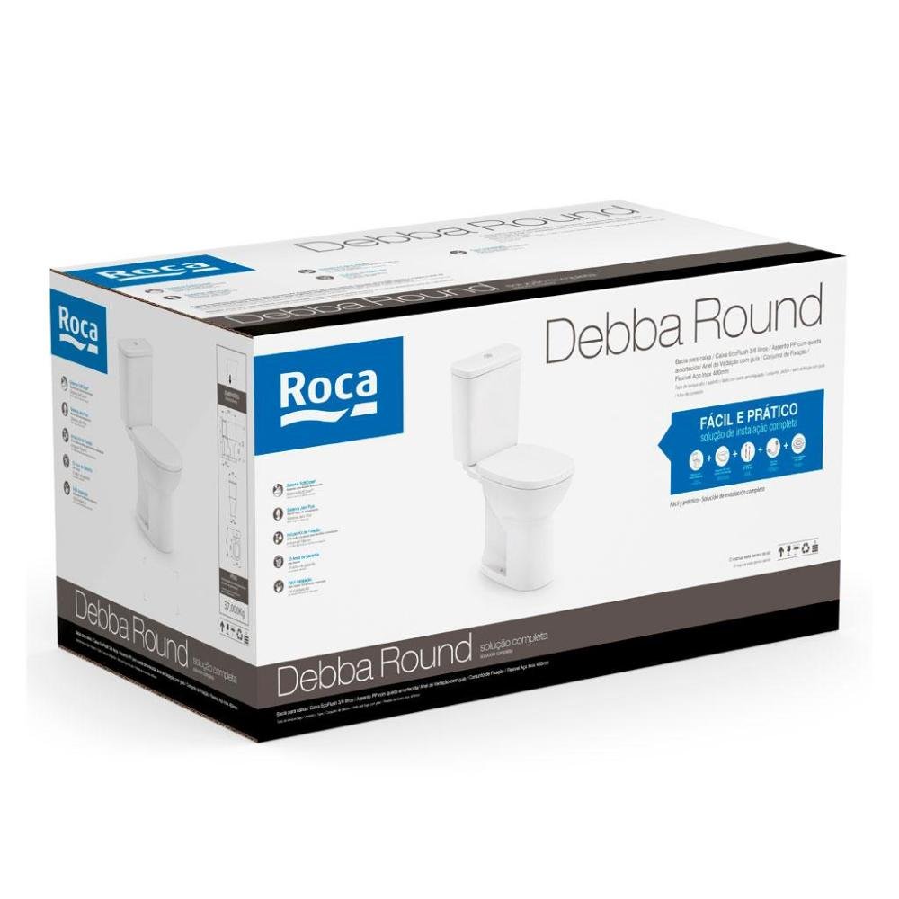Kit Bacia com Caixa Acoplada Roca Debba Round Branco | MadeiraMadeira