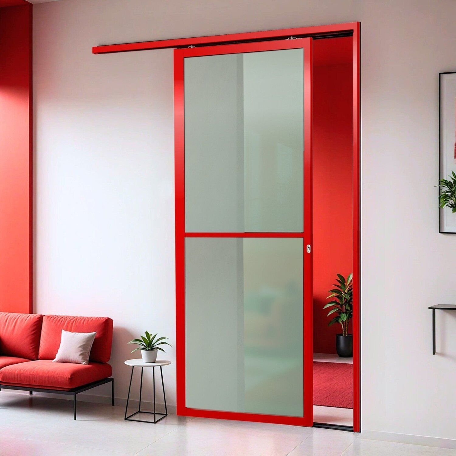 Porta de Correr Suspensa 210x80cm Vidrao Dir L.25 Brimak | MadeiraMadeira