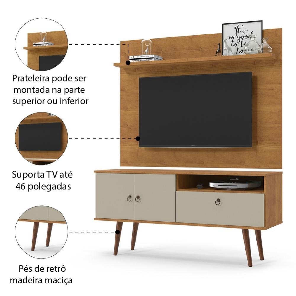 Rack com Painel para TV de até 46 Polegadas Retrô Topázio Patrimar ...