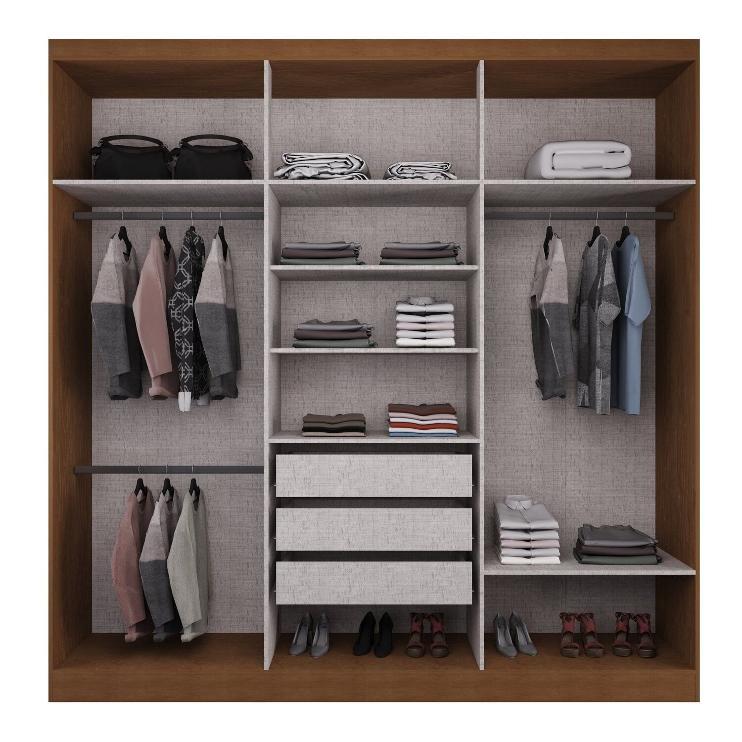 Guarda Roupa Casal 6 Portas 3 Gavetas Mônaco com Espelho | MadeiraMadeira